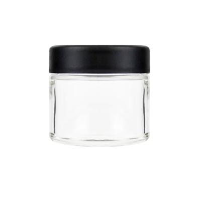 China 60ml Glass Child Resistant Jars White Cap Black Cap 2 Oz Glass Jars With Lids Glass Bottles for sale