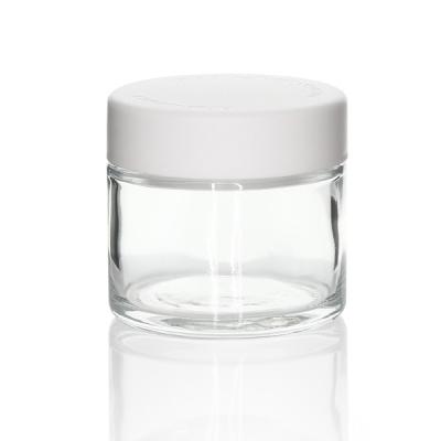 China White Cap Glass Child Resistant Jars 60ml 2oz Flower Packing Concentrate Containers for sale
