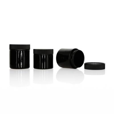 China 3oz Screw Cap Child Resistant Glass Jars Opaque Black for sale
