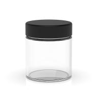 China 3oz Matte Black Glass Jars Flower Packaging Airtight Smell Proof Jars Cr Lids for sale