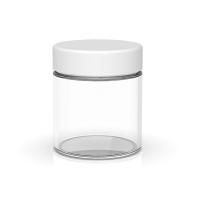 China 3oz Matte Black Glass Jars Flower Packaging Airtight Smell Proof Jars Cr Lids for sale