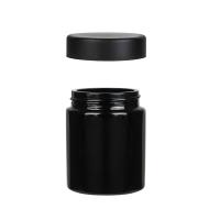 China Black Glass Child Resistant Jars 4 Oz Straight Sided Glass Jars Child Resistant Cap for sale