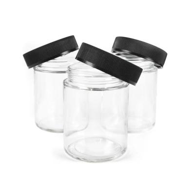 China Round 4 Oz Glass Jars With Lids Child Resistant Straight Sided Glass Jar for sale