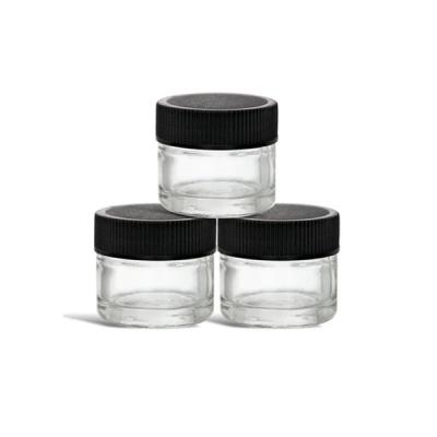 China White/ Black Lid 5 Ml Glass Jar Childproof Glass Screw Top Wax Concentrate Container for sale