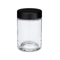 China Smooth Matte White Glass Jar Black Cap 5oz CR Glass Jar With Lid Child Resistant for sale