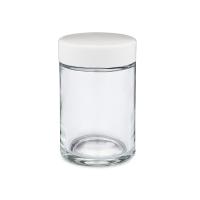 China Smooth Matte White Glass Jar Black Cap 5oz CR Glass Jar With Lid Child Resistant for sale