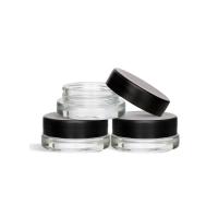 China Clear Black Cap Round 7ml Glass Jar Custom for sale