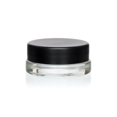 China Clear Black Cap Round 7ml Glass Jar Custom for sale