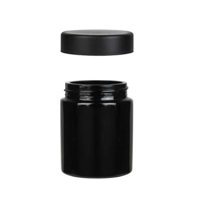China 4oz Childproof Smell Proof Glass Jar Black Flower Uv for sale