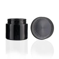 China 2oz Child Resistant Clear Black Glass Jars Airtight 3.5g for sale