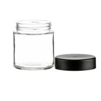 China 3oz Child Resistant Clear Black Glass Jars Wholesale 3oz Child Resistant wide mouth 3.5g flower jar custom round for sale