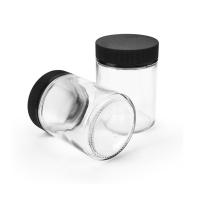 China 4oz Child Resistant Clear Black Glass Jars 4oz frosted glass candle jar air tight food storage containers for sale
