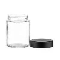 China 4oz Child Resistant Clear Black Glass Jars 4oz frosted glass candle jar air tight food storage containers for sale