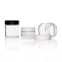 China 1oz 2oz Round Base Smell Proof Glass Jar Flower Packaging for sale