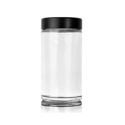 China Child Resistant Glass Concentrate Jars 18oz Glass Jars Black Cap Wide Mouth Glass Jar for sale
