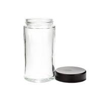 China Child Resistant Glass Concentrate Jars 18oz Glass Jars Black Cap Wide Mouth Glass Jar for sale