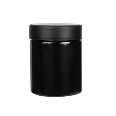China 3oz Black Glass Containers Uv Glass Concentrate Jars Individual Smell Proof for sale