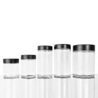 China Cr Lids Glass Concentrate Jars Cr Flint Jar 6 Oz Wide Mouth Glass Jars Black Smooth for sale