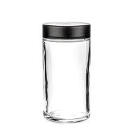 China Cr Lids Glass Concentrate Jars Cr Flint Jar 6 Oz Wide Mouth Glass Jars Black Smooth for sale