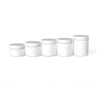 China 1Oz Matte White Glass Jar Child Resistant Clear Neck Straight Side Partial Painted for sale