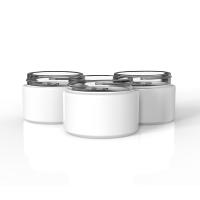 China 3oz Matte White Glass Cosmetic Jars Child Resistant Round Glass Jars With White Lids for sale