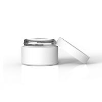 China 3oz Matte White Glass Cosmetic Jars Child Resistant Round Glass Jars With White Lids for sale