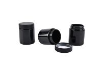 China Smooth Flower Packaging Black Uv Glass Jars 3oz Child Proof Airtight Smell Proof for sale