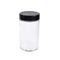 China Smooth Matte White Glass Jar Black Cap 6oz CR Glass Jar With Lid Child Resistant for sale