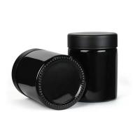 China 3Oz Childproof Glass Jar With Lid Dried Flower Glass Stash Jar Black UV Glass Jars for sale
