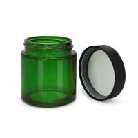 China Custom Green Glass Jars Childproof Smell Proof Matte Black Smooth Plastic Lid for sale