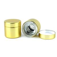 China 2oz Gold Lid Glass Jar Flower Smell Proof Child Proof Electroplating Gold Matte for sale