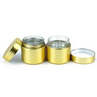 China 2oz Gold Lid Glass Jar Flower Smell Proof Child Proof Electroplating Gold Matte for sale