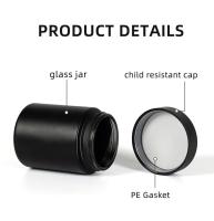 China 3oz 4oz Black / White Glass Straight Wall Wide Mouth Jar with Child Resistant Lid for sale