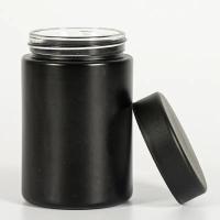 China 3oz 4oz Black / White Glass Straight Wall Wide Mouth Jar with Child Resistant Lid for sale