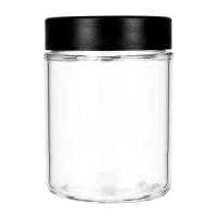 China Smooth Matte Glass Jar Black Cap 18oz CR Glass Jar With Lid Child Resistant for sale