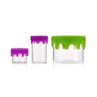 China 1gram 5ml 6ml Mini Empty Glass Concentrate Container Drippy Silicone Airtight Closure Honey Essential Heat Resistant for sale