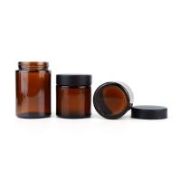 China Custom Honey Jars Amber Glass Candle Jars With PP Cap Airtight Screw Cap for sale