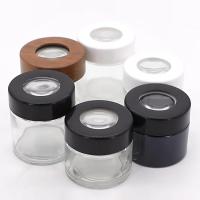 China Custom Clear Magnifying Spice Airtight Glass Jar 2oz 3oz 4oz With Child Resistant Lid for sale