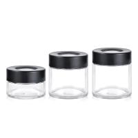 China Custom Clear Magnifying Spice Airtight Glass Jar 2oz 3oz 4oz With Child Resistant Lid for sale