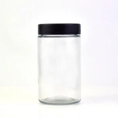 China 2oz 3oz 4oz 5oz 18oz Smell Proof Flower Storage Clear Glass Jar With Child Resistant Lid for sale