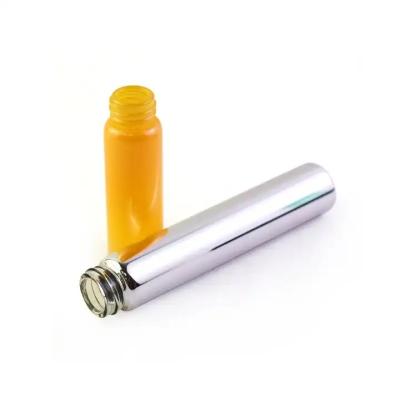 China Child Proof Cr Lid Galvanizing Electroplating Gold Sliver Color Glass Tube With Labels For Pre-Roll for sale