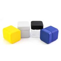 China Color Painted Packaging 3oz 4oz Childproof Square Glass Jar with Child Resistant Cap for sale