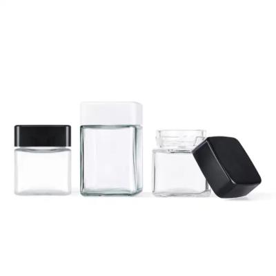 China 4oz Square Jar Airtight 3.5gram Childproof Glass Jar With Child Resistant Cap For Flower for sale