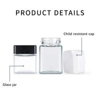China 4oz Square Jar Airtight 3.5gram Childproof Glass Jar With Child Resistant Cap For Flower for sale