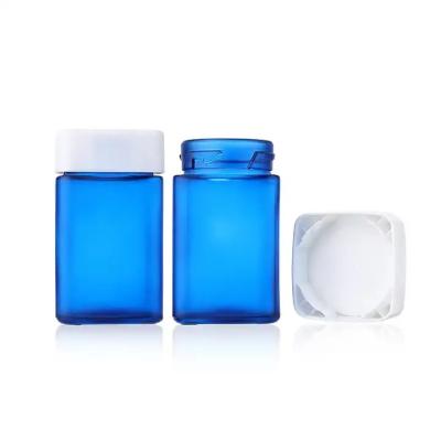 China Custom 2oz 3oz 4oz Candy Food Air Tight Storage Square Glass Jar With Child Proof Lid for sale