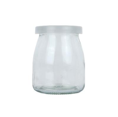 China 200ml Pudding Bottles Glass Yogurt Bottles With Plastic Lids for sale