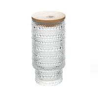 China Candy Food Ribbed Canister Kitchen Vintage Relief Glass Spice Jar With Lids for sale