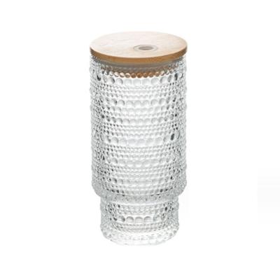 China Candy Food Ribbed Canister Kitchen Vintage Relief Glass Spice Jar With Lids for sale