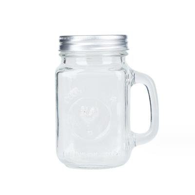 China Customized 24 Oz 16 Oz Durable Glass Mason Mug With Handle for sale