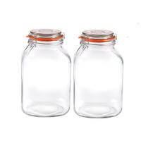 China Food Storage Airtight Locking Clip Clear Glass Jar With Lid for sale